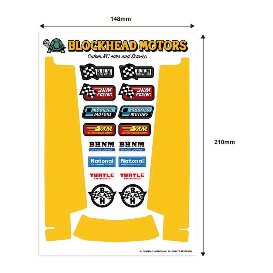 BLOCKHEAD MOTORS Decal for Side Chassis Yellow for Hornet,